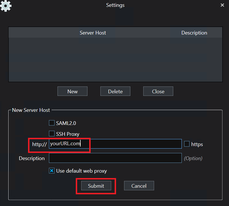 How to configure URL in Setting for 3D Client
