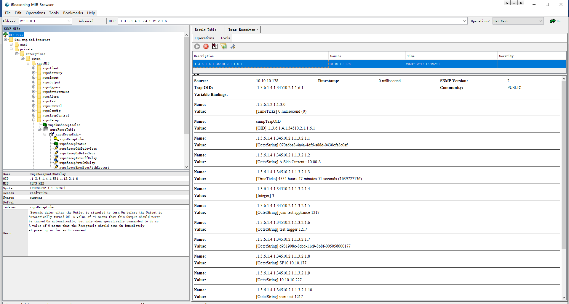 What is the description for the fields when forwarding alarm with trap ...
